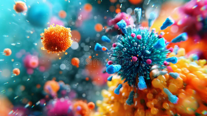 A Vibrant, Colorful Representation of Microscopic Organisms, Featuring ...
