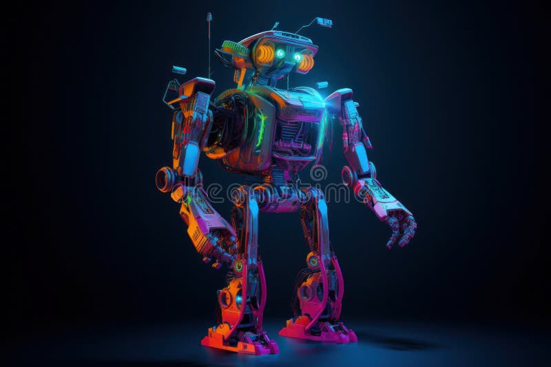 Vibrant Colorful Robot stock illustration. Illustration of steampunk ...