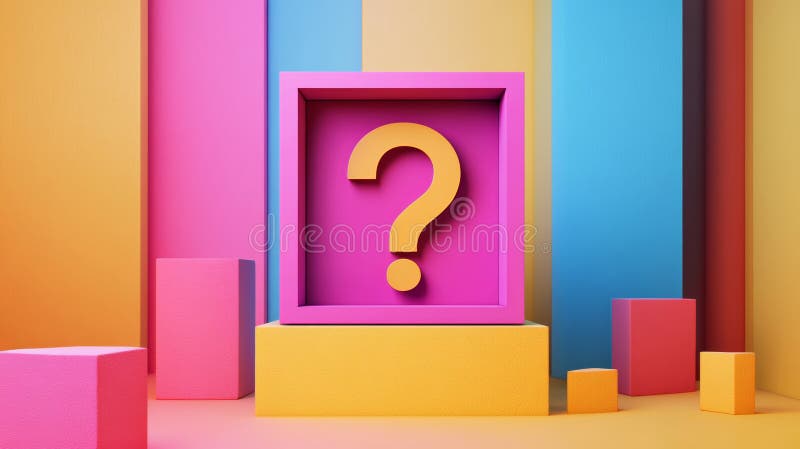 A Vibrant and Colorful Scene Featuring a Question Mark in a Box, Ideal ...