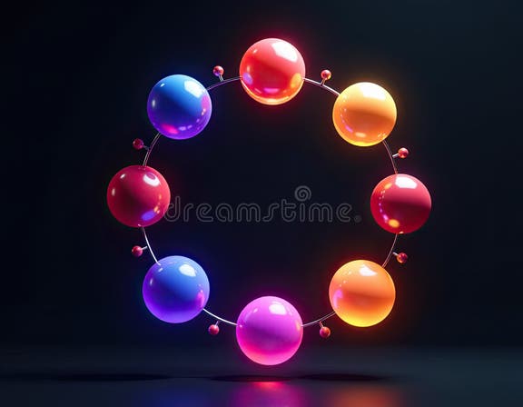 Vibrant Colorful Spheres in Circular Array - Abstract 3D Render Stock ...