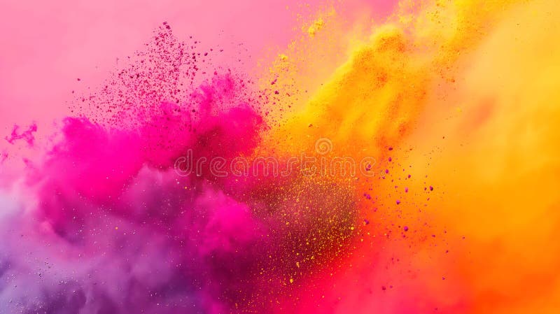 Vibrant Colorful Splashing Powder from the Left Side of Image on Pink ...