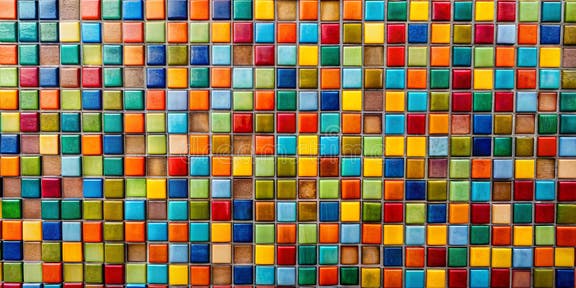 Vibrant Colorful Square Tile Mosaic Wall Texture Background. Generative ...