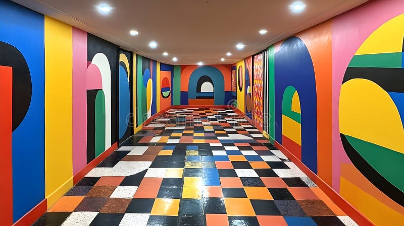 Vibrant Colorful Corridor stock illustration. Illustration of tunnel ...