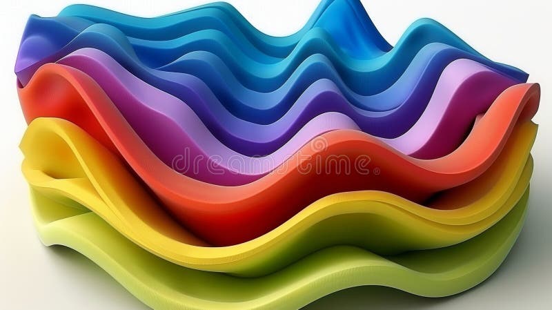 Vibrant Colorful Waves in Modern Abstract Art Style 3d Rendering on ...