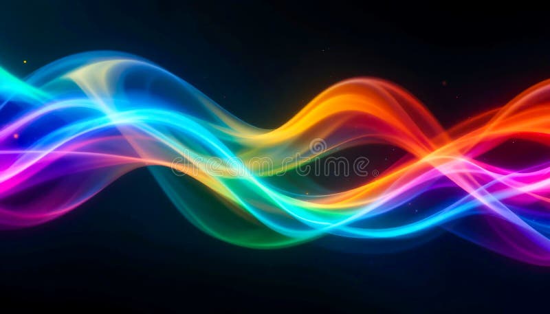 Vibrant, Colorful Wavy Light Effects in Dynamic Motion on a Black ...