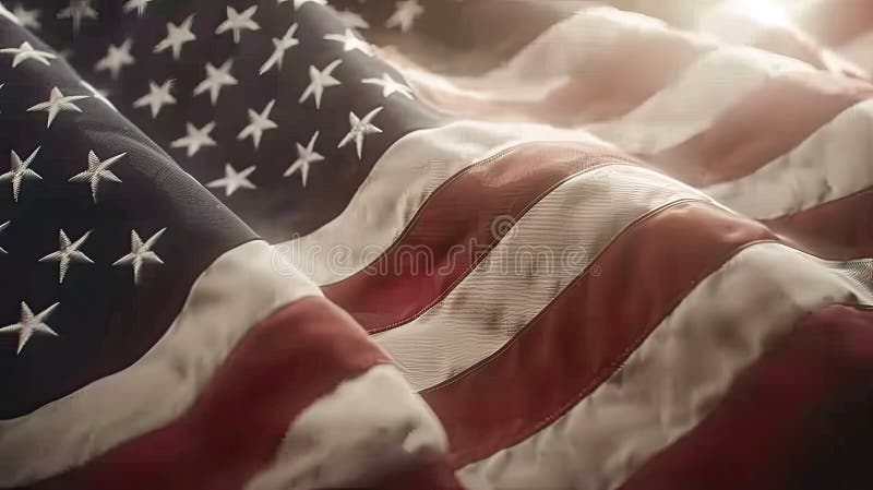 The Vibrant Colors of the American Flag Ripple Gracefully in the Wind ...