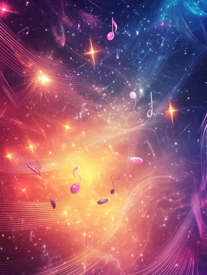 Colorful Musical Notes Starry Cosmic Background Stock Photos - Free ...