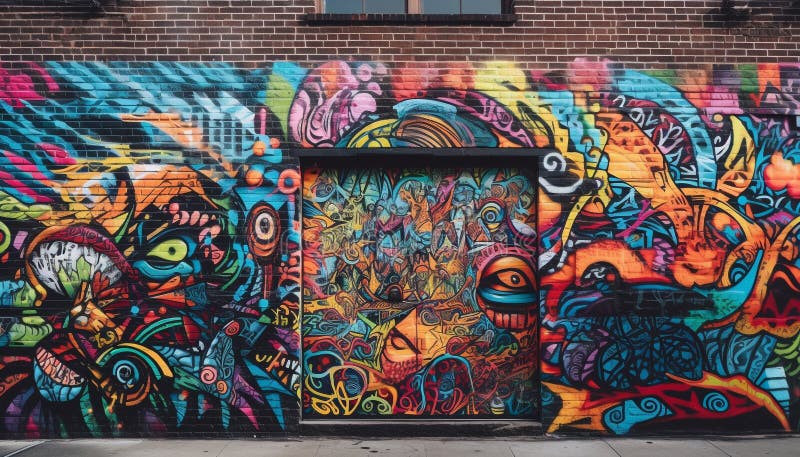 Vibrant Colors and Chaos Create Modern Graffiti Generated by AI Stock ...
