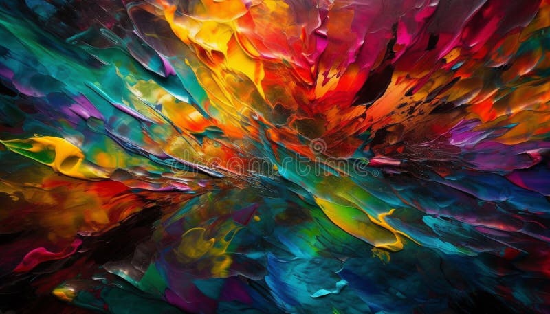 Vibrant Colors, Chaotic Curves, Futuristic Design, Illuminated Computer ...