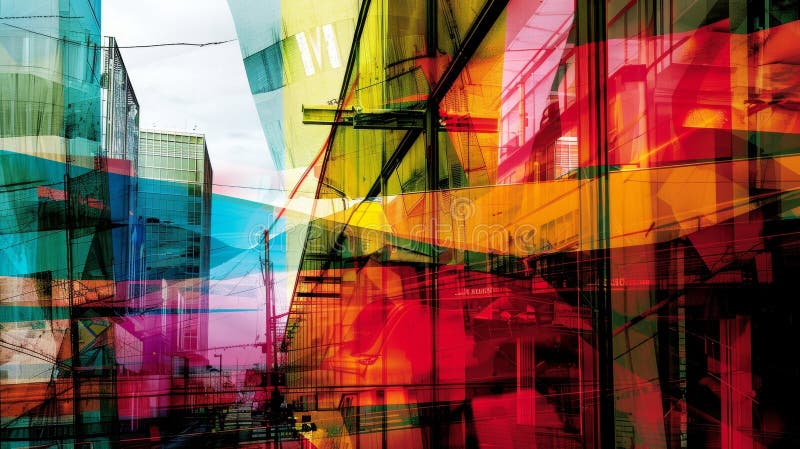 Vibrant Colors and Distorted Shapes Creating a Sense of Movement and ...