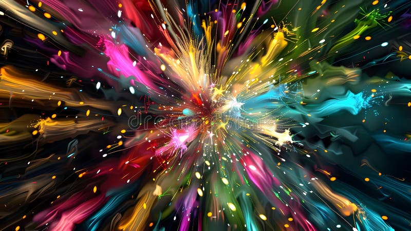 Abstract Digital Particle Explosion Glowing Light Swirling Patterns ...