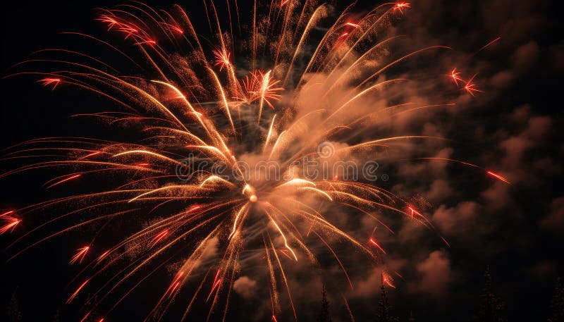 Vibrant Colors Exploding in Firework Display Celebration Generated by ...