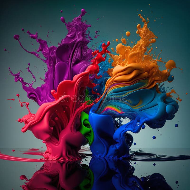 Vibrant Colors Exploding: a Symphony of Paint Stock Illustration ...
