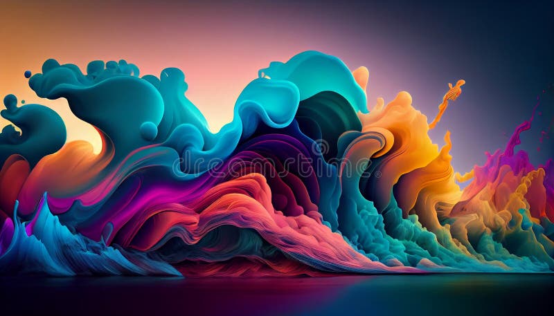 Vibrant Colors Flow in Abstract Wave Pattern Generated by AI Stock ...