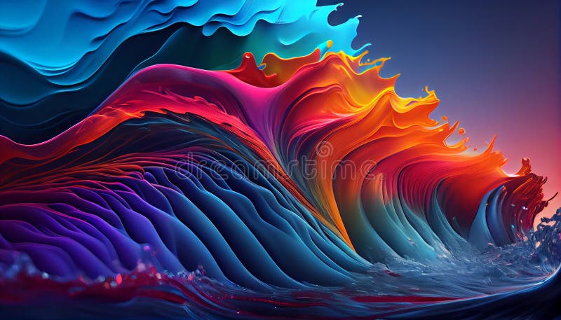 Vibrant Colors Flowing in Smooth Wave Pattern Generated by AI Stock ...