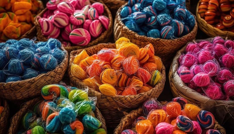Vibrant Colors of Handmade Baskets for Sale Generated by AI Stock ...