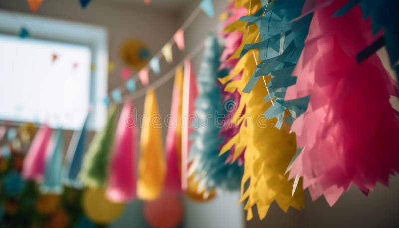 Vibrant Colors Hanging in Large Fun Collection Generated by AI Stock ...