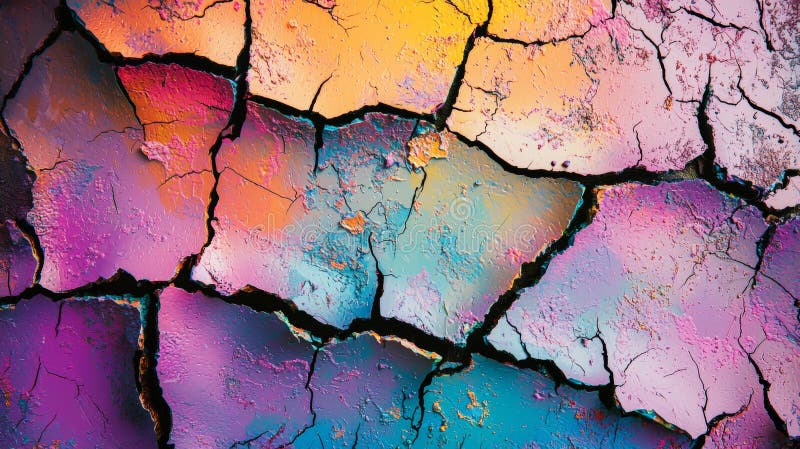 Vibrant Colors Highlight the Cracked Earth Texture, Symbolizing the ...