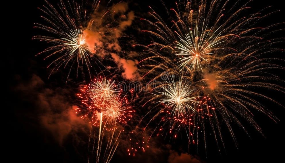 Vibrant Colors Ignite Celebration, Exploding Firework Display Generated ...