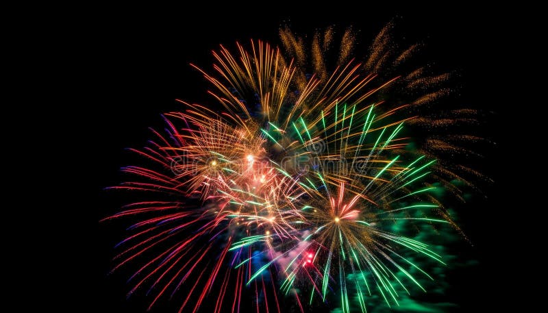 Vibrant Colors Illuminate Exploding Firework Celebration at Night ...