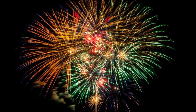 Vibrant Colors Illuminate Exploding Firework Display at Night Generated ...