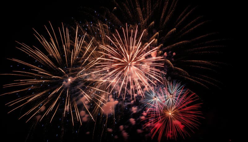 Vibrant Colors Illuminate Exploding Firework Display at Night Generated ...