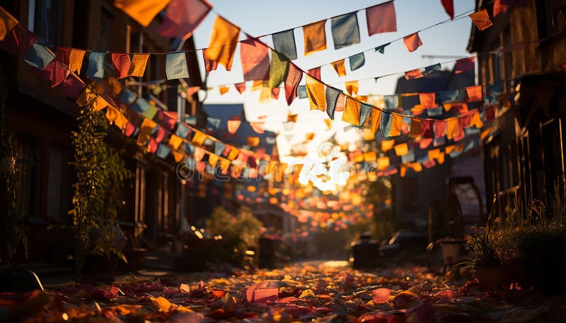 Vibrant Colors Illuminate the Night, Celebrating Traditional Festivals ...