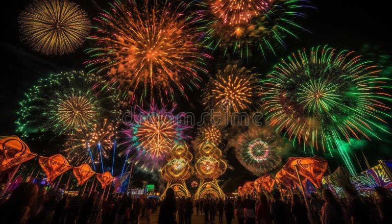 Vibrant Colors Illuminate the Night Sky with Fireworks Generated by AI ...