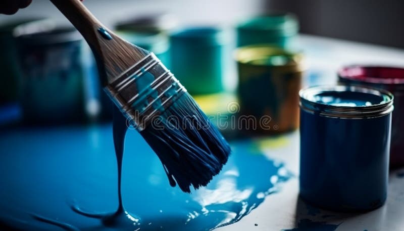 Vibrant Colors on Messy Palette, Artist at Work Generated by AI Stock ...