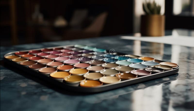 Vibrant Colors on Messy Table, Artist Work Tool and Variation Generated ...