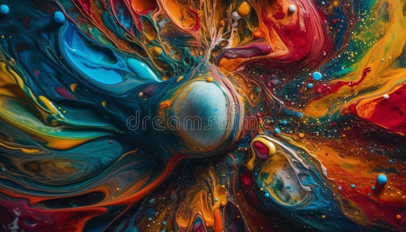 Vibrant Colors Mix in Chaotic Abstract Design Generated by AI Stock ...