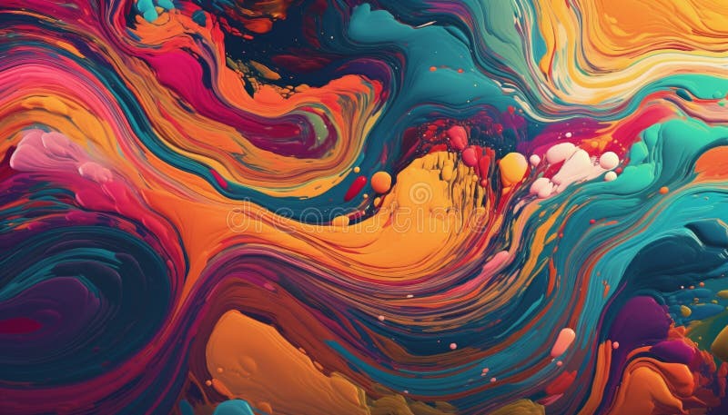 Vibrant Colors Mix in Chaotic Marbled Effect Generated by AI Stock ...