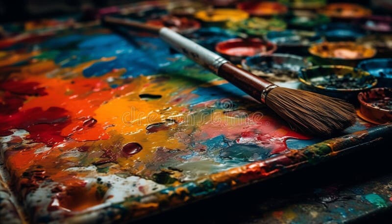 Vibrant Colors Mix on Paper in Studio Generated by AI Stock Image ...