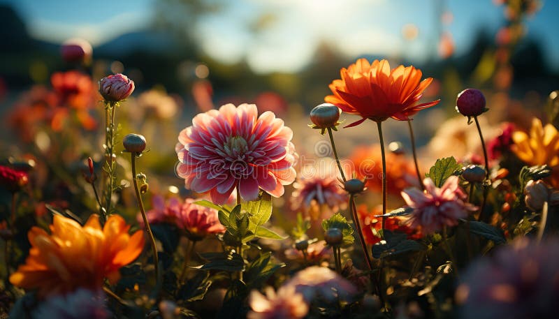 Vibrant Colors of Nature Bloom in a Meadow during Summer Generated by ...