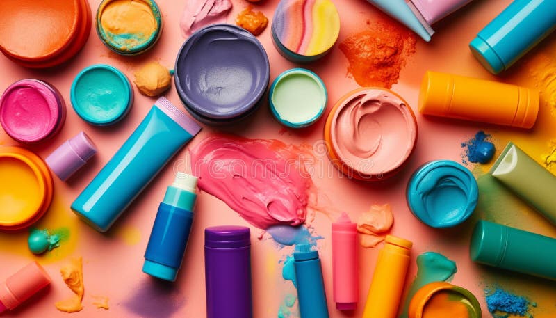 Vibrant Colors in a Paint Palette Collection Generated by AI Stock ...