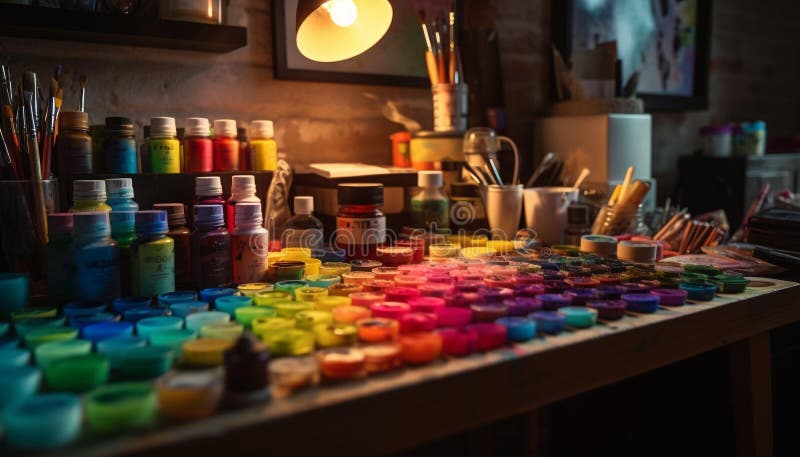 Vibrant Colors, Paintbrushes, and Palettes Adorn the Artist Workshop ...