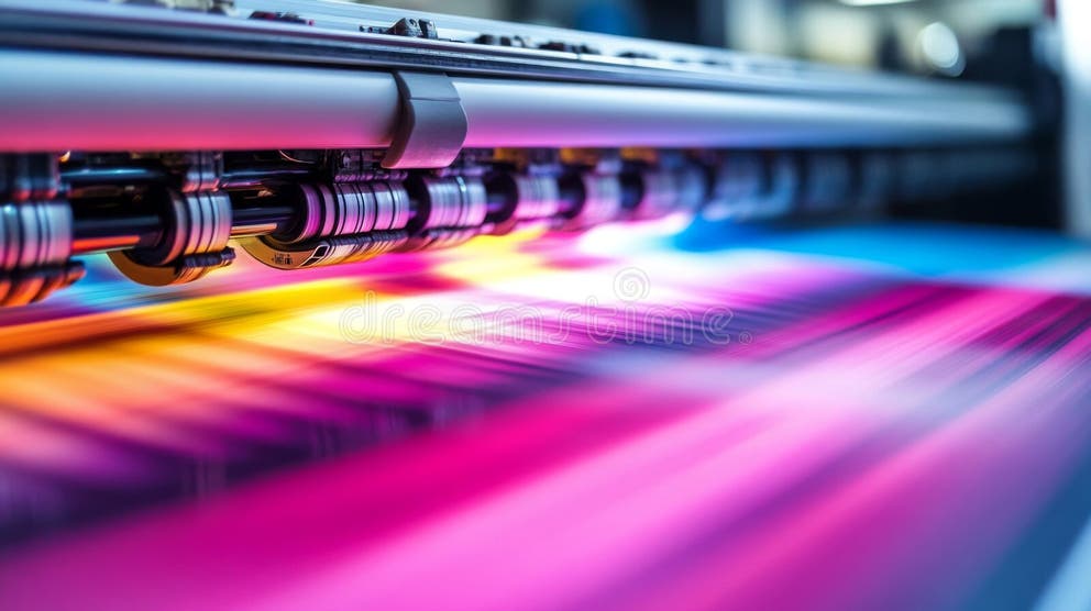 Vibrant Colors Printing Process Industrial Machine Stock Illustration ...