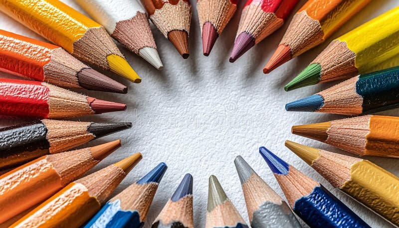 Vibrant Colors in a Row, Sharp Crayon Collection Generated by AI Stock ...