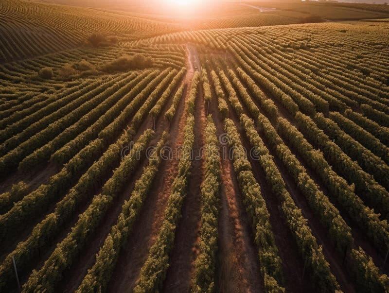 Sunset Maze through Vineyards Stock Illustration - Illustration of vine ...