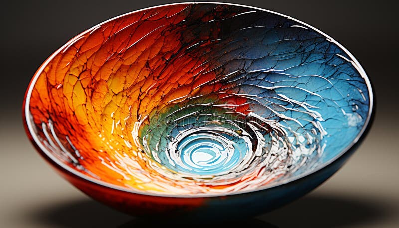 Vibrant Colors Shape a Glowing, Futuristic Glass Bowl Reflection ...