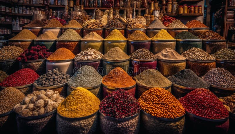 Vibrant Colors of Spices in a Row Selling Generated by AI Stock ...