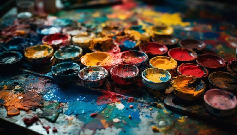 Vibrant Colors Splash on Paper, Messy Creativity in Action Generated by ...