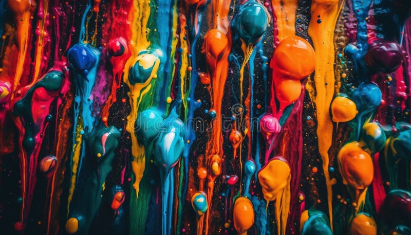 Vibrant Colors Splashing Wet Liquid in Celebration Fun Generated by AI ...