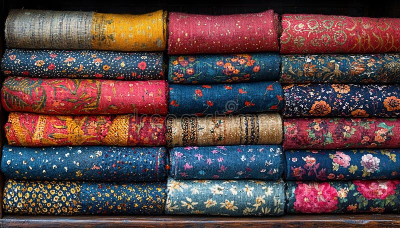 Vibrant Colors in Textile Industry Fashion Collection Stack Generated ...