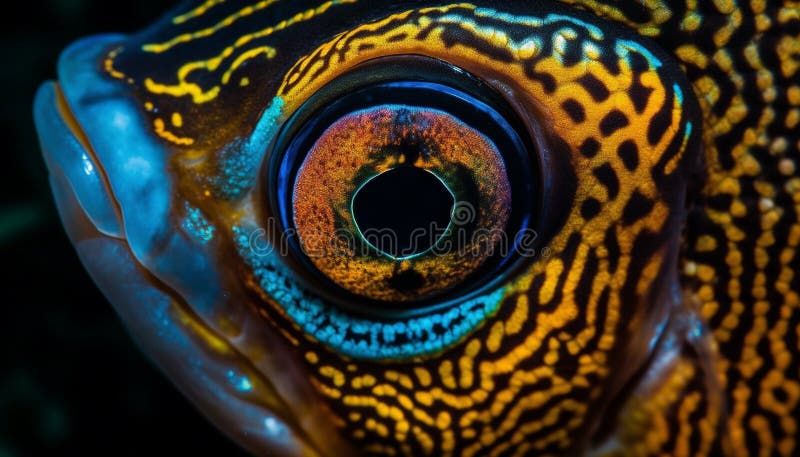 Vibrant Colors of a Tropical Fish Eye in Extreme Close Up Generative AI ...