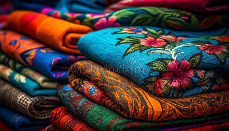 Vibrant Colors of Woven Textiles Create Elegant Cultural Decorations ...