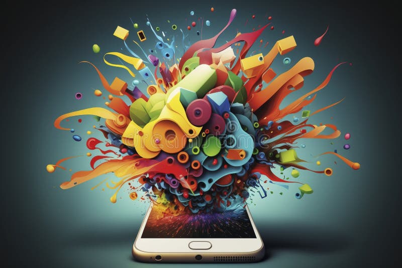 Illustration of a Mobile Phone with a Colourful Design and Variety of ...