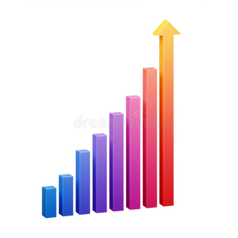 Vibrant Column Chart Showing Gradual Growth and Upward Trend on White Background Stock ...