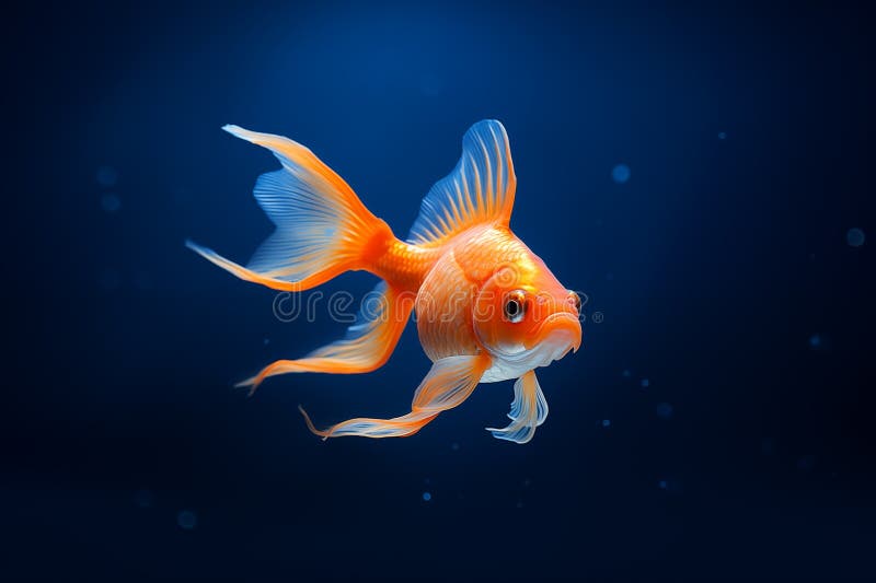 Vibrant Comet Goldfish Isolated on Deep Blue Background Stock Photo ...