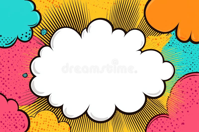 Vibrant Comic Art Background with Colorful Clouds Stock Illustration ...